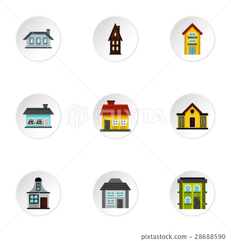 Dwelling icons set, flat style - Stock Illustration [28688590] - PIXTA