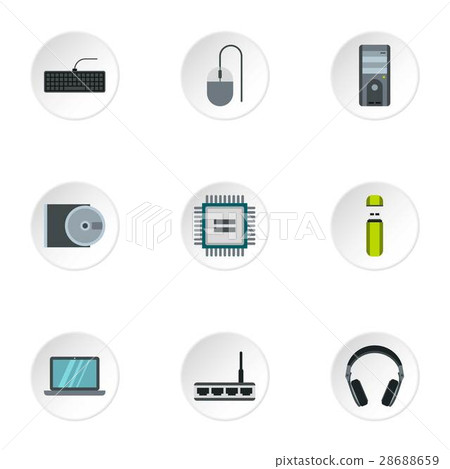 Computer data icons set, flat style - Stock Illustration [28688659] - PIXTA
