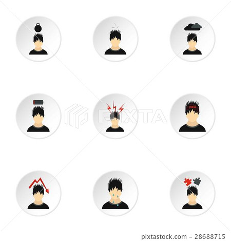 Feeling icons set, flat style - Stock Illustration [28688715] - PIXTA