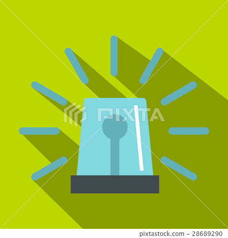 Blue flashing emergency light icon, flat style - Stock Illustration ...