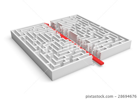3d rendering of a white square maze in side view - Stock Illustration ...