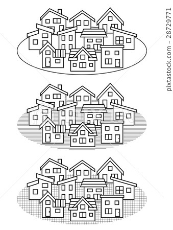 Simple residential area (line drawing) - Stock Illustration [28729771 ...