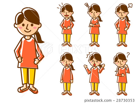 Mother's facial expression whole body set - Stock Illustration ...