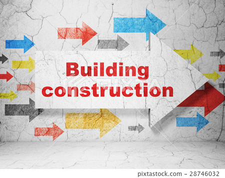 Constructing concept: arrow with Building - Stock Illustration ...