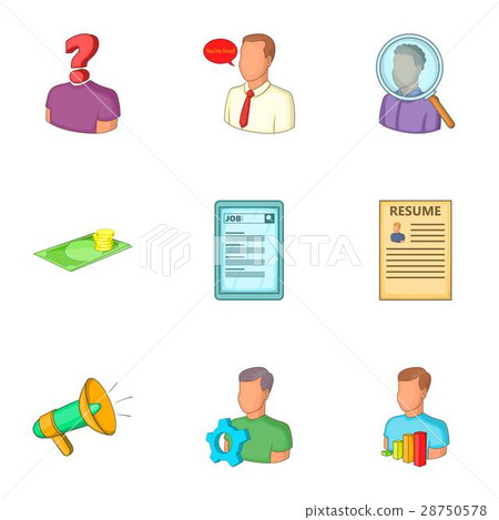 Employment agency icons set, cartoon style - Stock Illustration ...