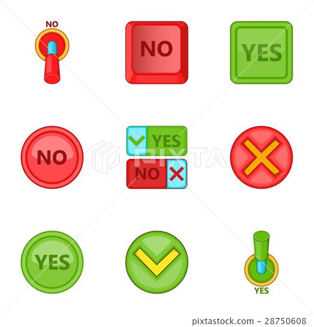 Yes and no button icons set, cartoon style - Stock Illustration ...