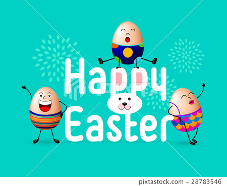 Happy Easter with eggs characters. - Stock Illustration [28783546] - PIXTA