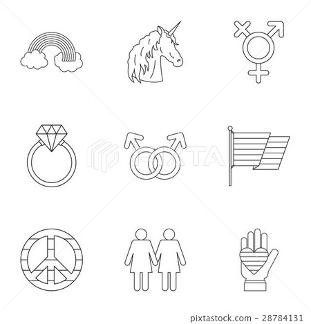 Sexual minorities icons set, outline style - Stock Illustration ...
