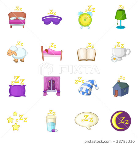 Sleep symbols icons set, cartoon style - Stock Illustration [28785330 ...