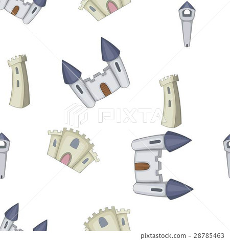 Ancient castle pattern, cartoon style - Stock Illustration [28785463 ...