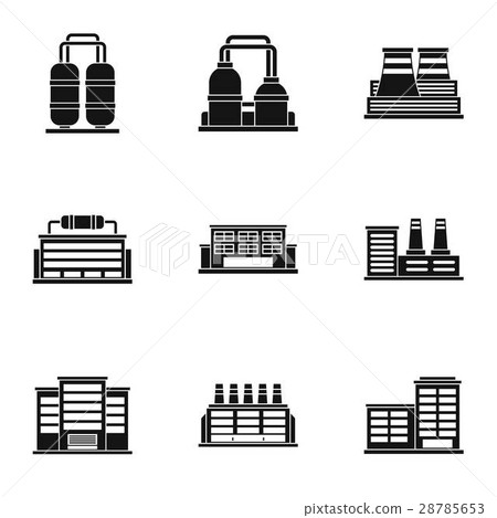 Industrial complex icons set, simple style - Stock Illustration ...