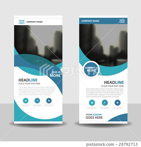 Blue curve Roll Up Banner flat design template - Stock Illustration ...