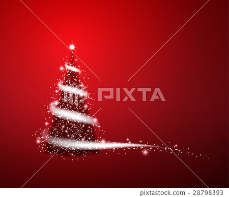 Christmas tree on red New Year background - Stock Illustration ...