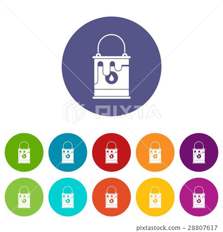 Bucket with paint set icons - Stock Illustration [28807617] - PIXTA