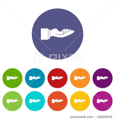 Outstretched hand gesture set icons - Stock Illustration [28808038] - PIXTA