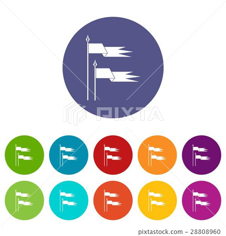 Ancient battle flags set icons - Stock Illustration [28808960] - PIXTA