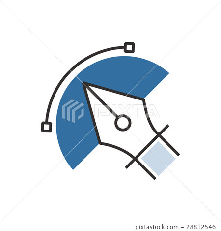 Blue pen tool icon semicircle design - Stock Illustration [28812546 ...