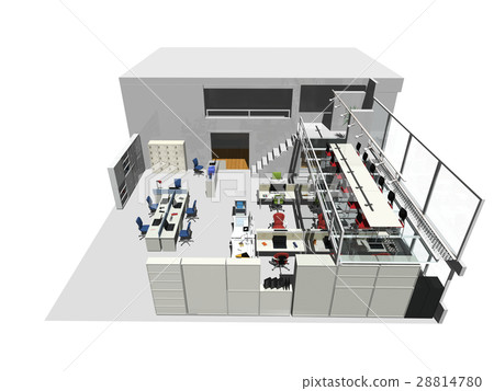 Office overhead view (upper section) - Stock Illustration [28814780 ...
