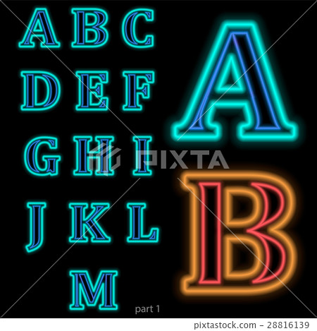 Luminous neon alphabet Vector font. - Stock Illustration [28816139] - PIXTA
