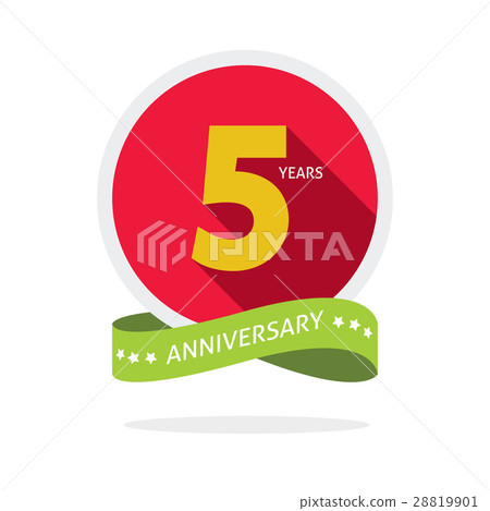 Anniversary 5 years logo badge, 5th birthday flat - Stock Illustration ...