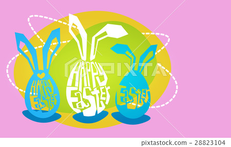 Decorated Colorful Eggs Rabbit Easter Holiday - Stock Illustration ...