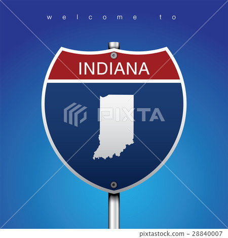 Sign Road America Style with INDIANA State - Stock Illustration ...