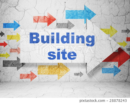 Constructing concept: arrow with Building Site on - Stock Illustration ...