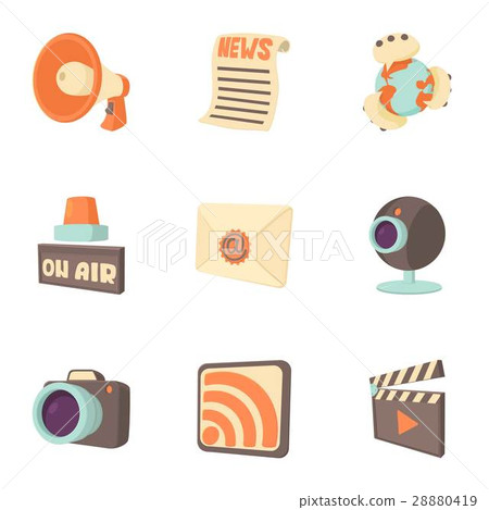 Latest news icons set, cartoon style - Stock Illustration [28880419 ...
