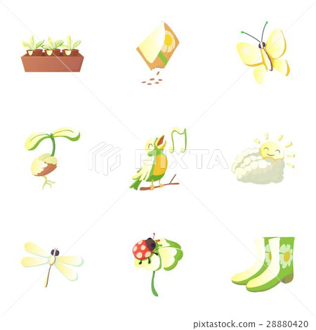Springtime icons set, cartoon style - Stock Illustration [28880420] - PIXTA