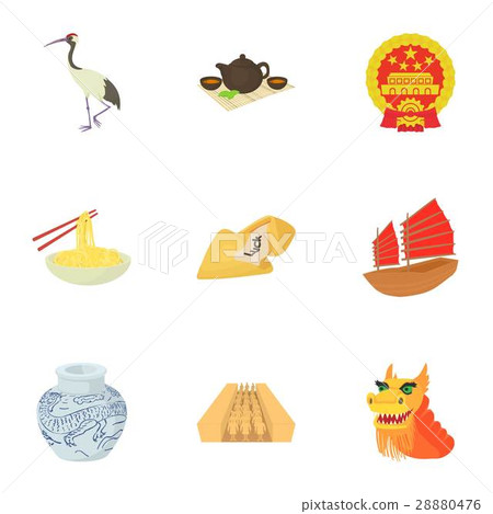 China icons set, cartoon style - Stock Illustration [28880476] - PIXTA