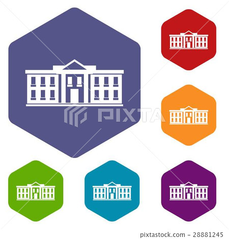 White house USA icons set - Stock Illustration [28881245] - PIXTA