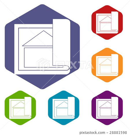 Building plan icons set - Stock Illustration [28881598] - PIXTA