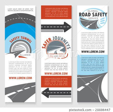 Road safety banner template set with highway icons - Stock Illustration ...