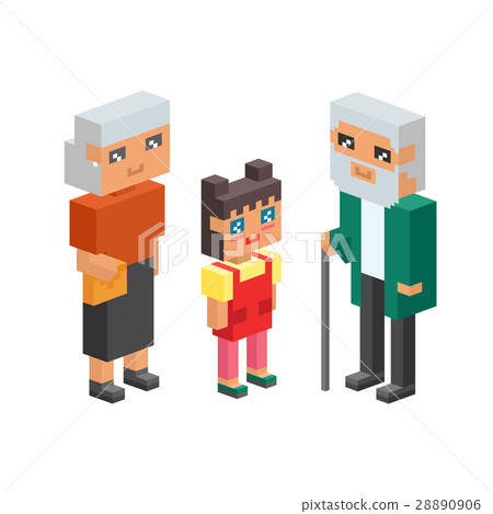 3d isometric family couple children kids people - Stock Illustration ...