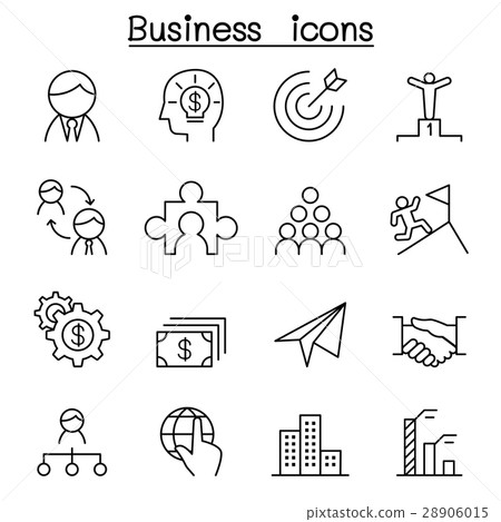 Business icon set in thin line style - Stock Illustration [28906015 ...