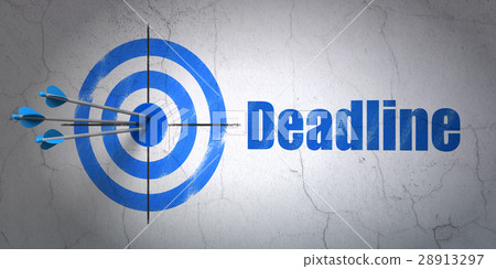 Business concept: target and Deadline on wall - Stock Illustration ...