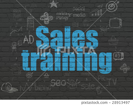 Advertising concept: Sales Training on wall - Stock Illustration ...