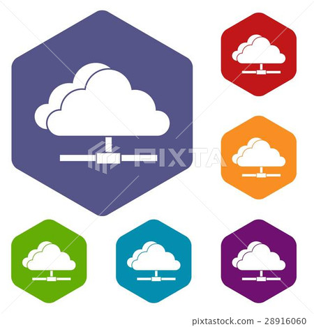 Cloud computing connection icons set - Stock Illustration [28916060 ...