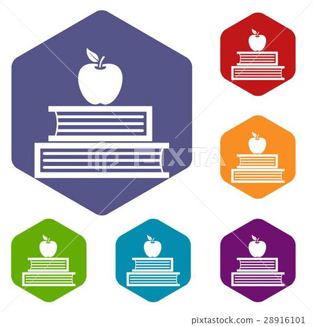 Books and apple icons set - Stock Illustration [28916101] - PIXTA