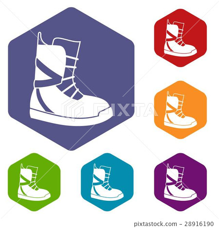 Boot for snowboarding icons set - Stock Illustration [28916190] - PIXTA
