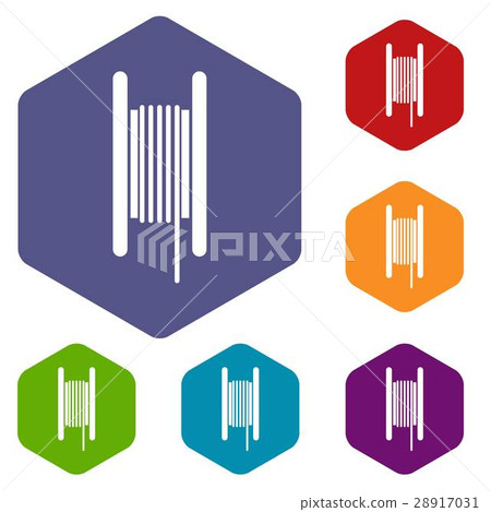 Electric cable in coil icons set - Stock Illustration [28917031] - PIXTA