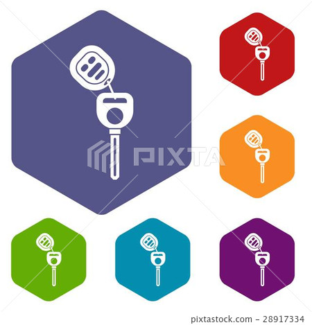 Car key with remote control icons set - Stock Illustration [28917334 ...