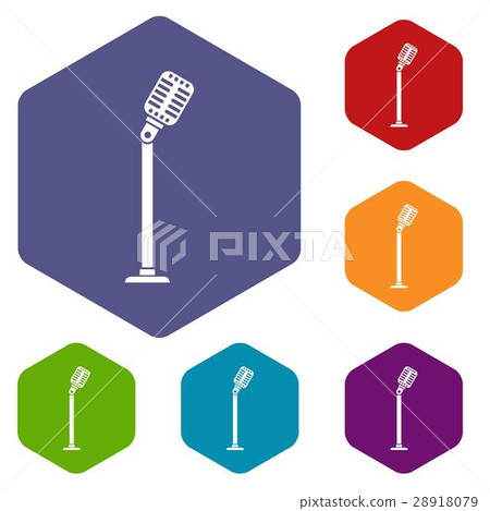 Microphone on stand icons set - Stock Illustration [28918079] - PIXTA