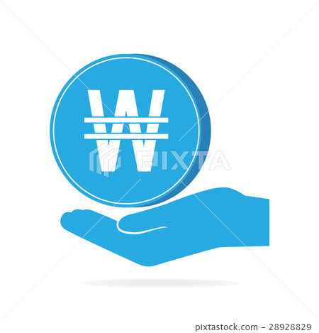 Coin in hand icon. KRW currency - Stock Illustration [28928829] - PIXTA