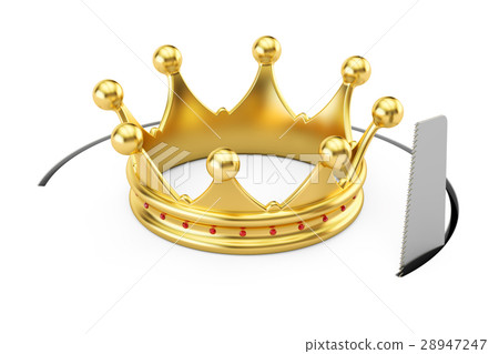 Golden crow with cutting saw, 3D rendering - Stock Illustration ...