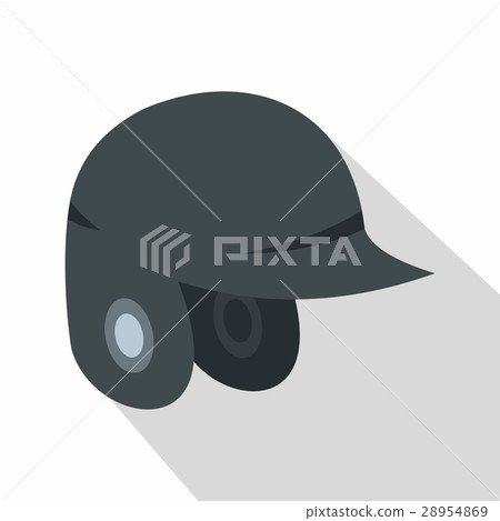 Grey baseball helmet icon, flat style - Stock Illustration [28954869 ...