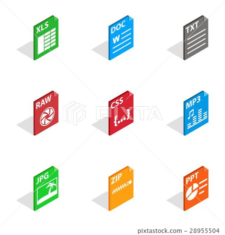 File label icons, isometric 3d style - Stock Illustration [28955504 ...