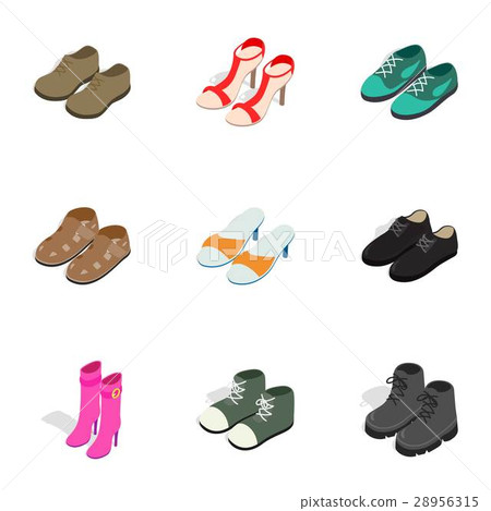 Shoes icons, isometric 3d style - Stock Illustration [28956315] - PIXTA