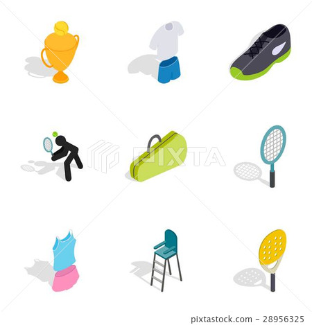 Tennis game icons, isometric 3d style - Stock Illustration [28956325 ...