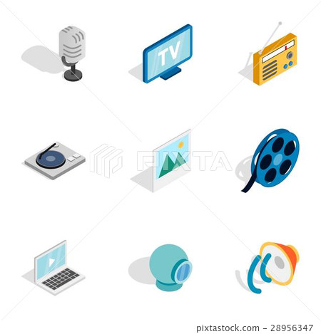 Multimedia icons, isometric 3d style - Stock Illustration [28956347 ...
